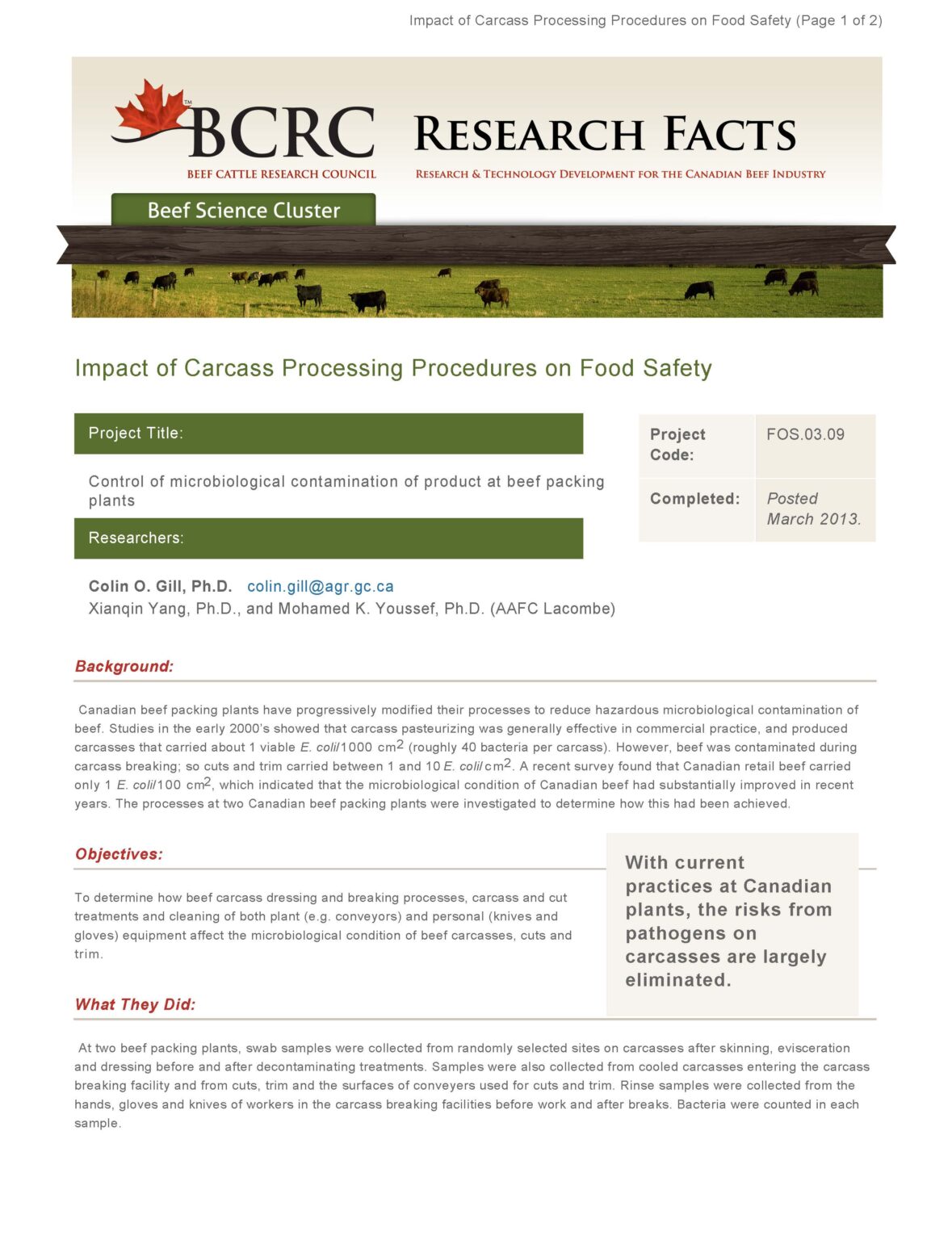 How do Carcass Processing Procedures Impact Food Safety? - BeefResearch.ca