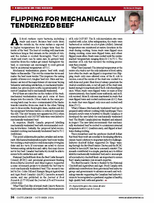 Flipping for Mechanically Tenderized Beef - BeefResearch.ca