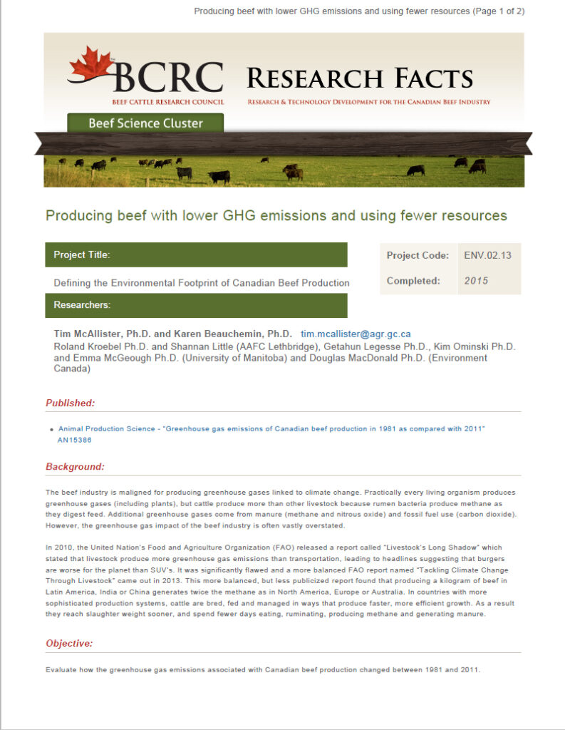 The Environmental Hoofprint of Canada’s Beef Industry - BeefResearch.ca